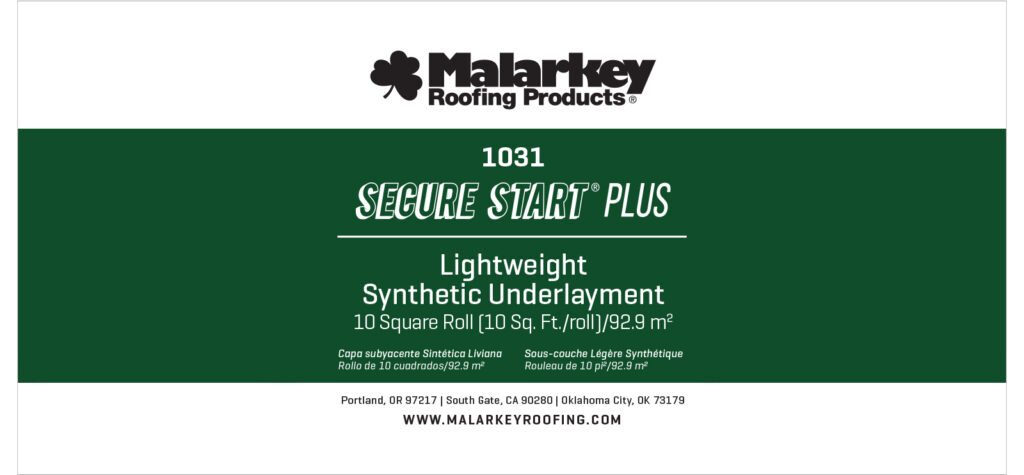 Secure Start® Plus Underlayment - Malarkey Roofing Products